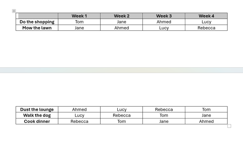 How to Organize Tables Across Pages in Word