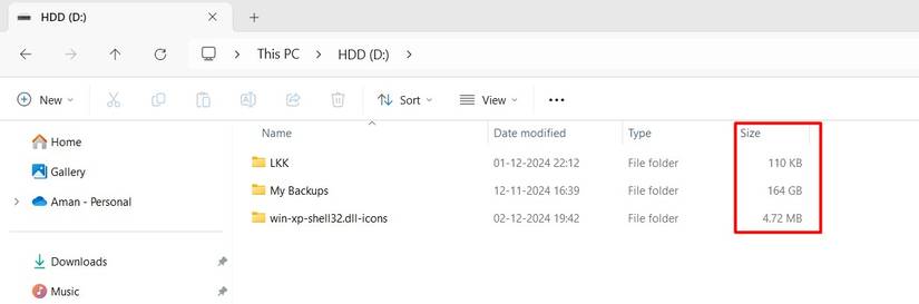 How to Show Folder Size in Windows 11's File Explorer Size Column
