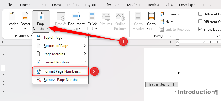 How to Add Different Page Numbers to Different Sections in Microsoft Word