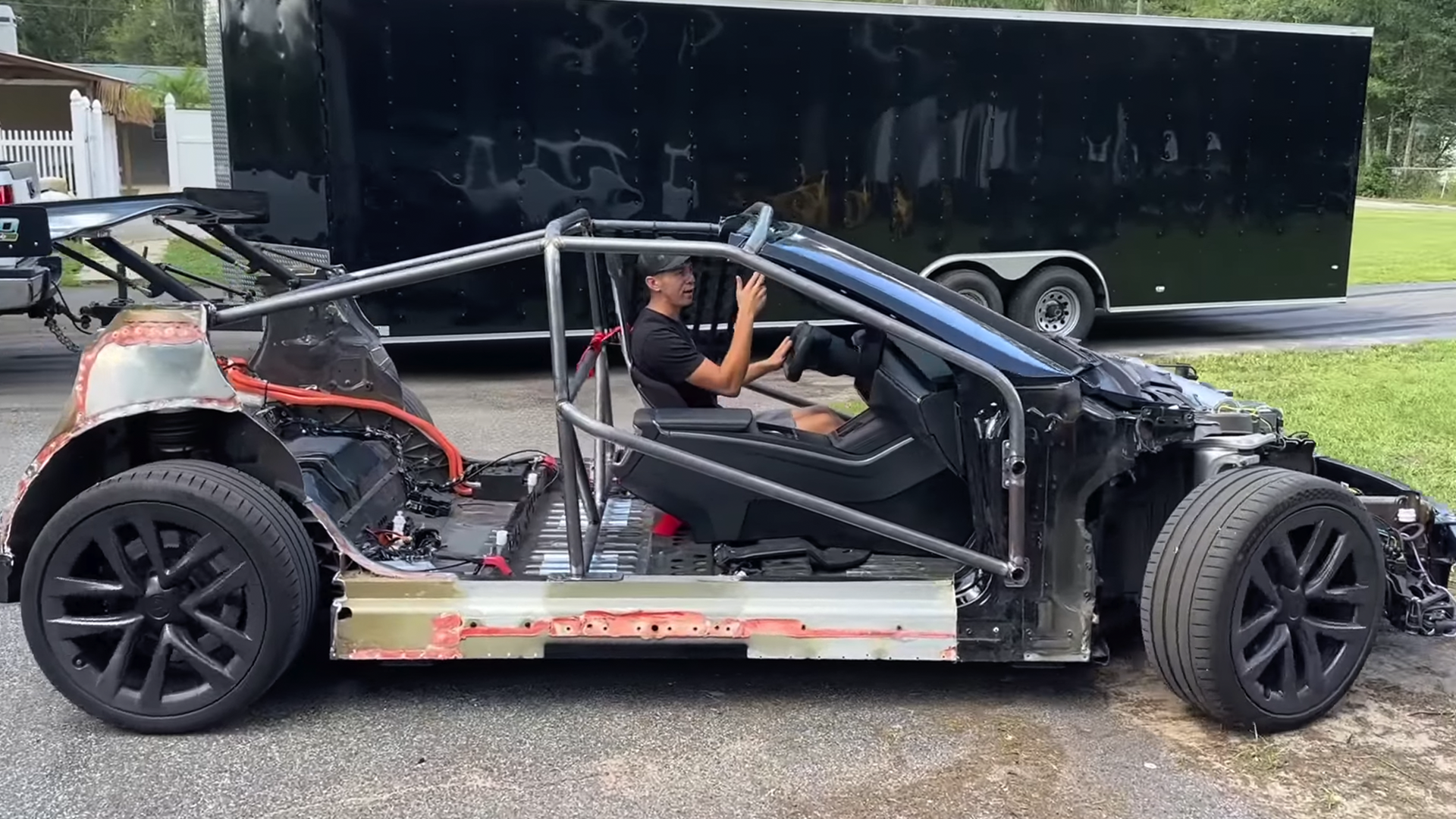 Watch the Tesla Model S Plaid Become a Dangerous Stripped Down Drag Racer