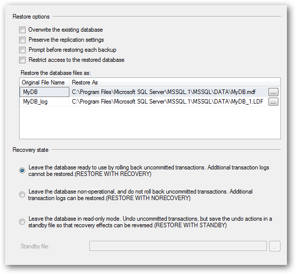Restoring a SQL Database Backup Using SQL Server Management Studio